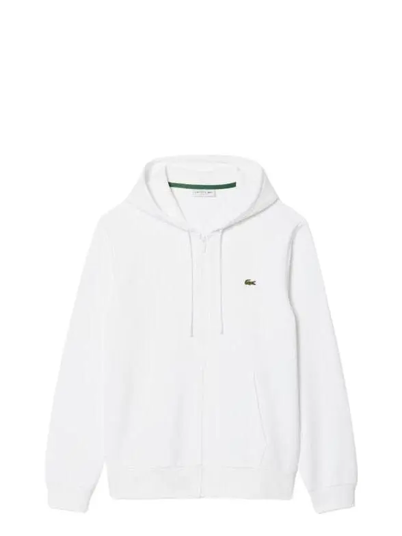 Lacoste Cotton Fleece Zip Hoodie - White