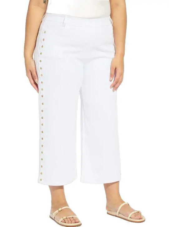 Lyssé Willa Scallop Studded Crop Jeans - White