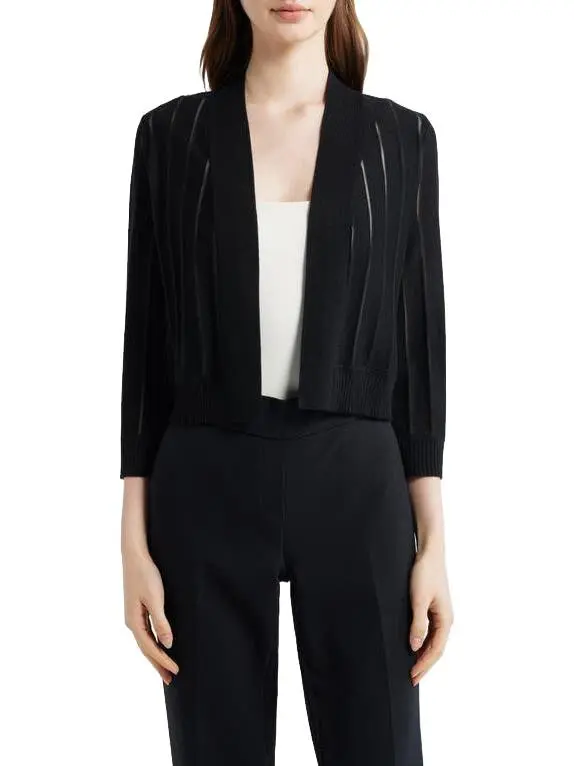 Anne Klein Sheer Stripe Shrug - Anne Black