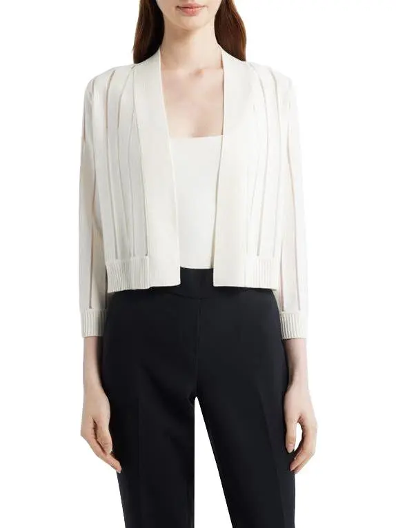 Anne Klein Sheer Stripe Shrug - White Dove