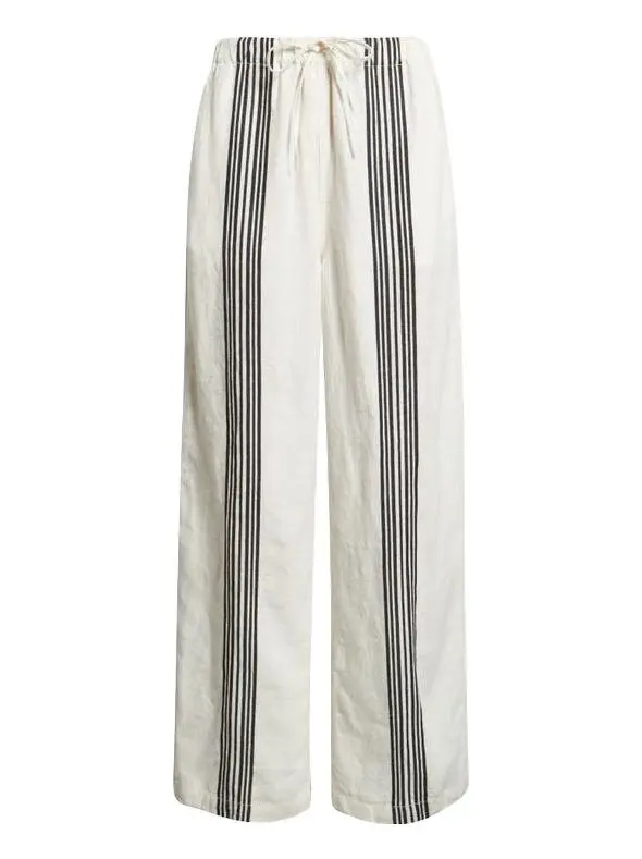 Madewell Linen Blend Pull-on Pants - Bold Placement Stripe Black