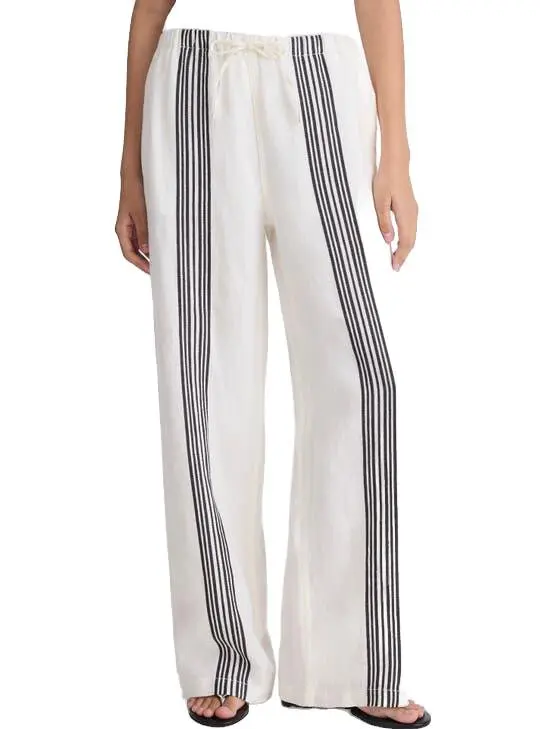 Madewell Linen Blend Pull-on Pants - Bold Placement Stripe Black