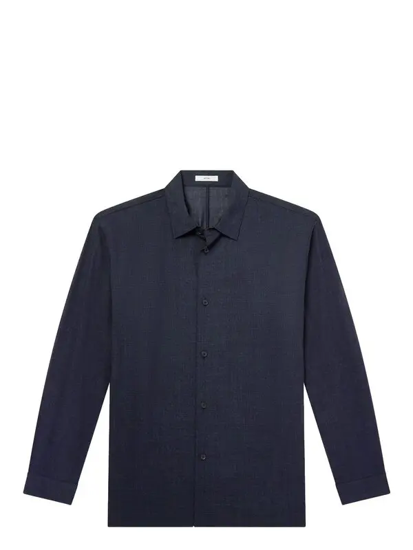 ATON Wool-gauze Shirt - Blue
