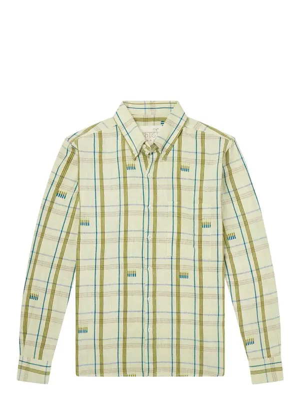 KARDO Ronald Embroidered Checked Cotton Shirt - Green