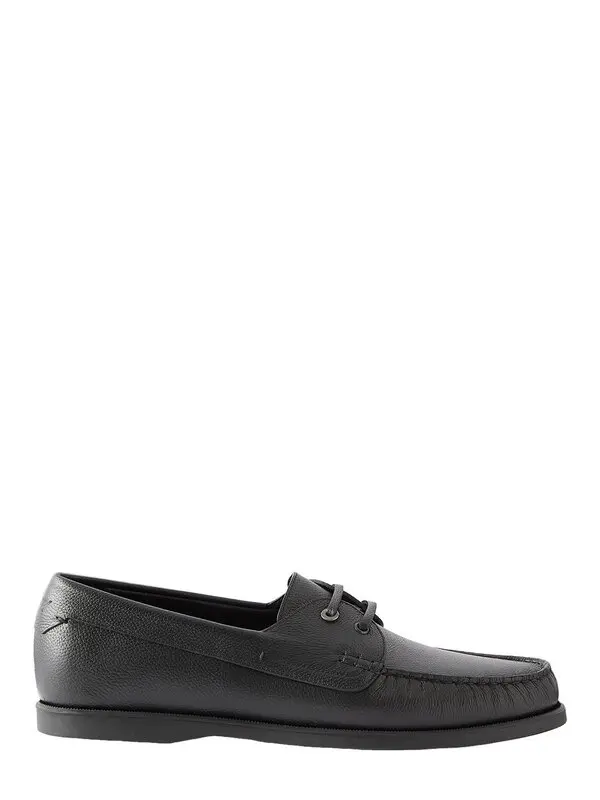 Brioni Leather Boat Shoes - Black