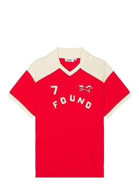 FOUND Goji Collar Print Jersey - Red