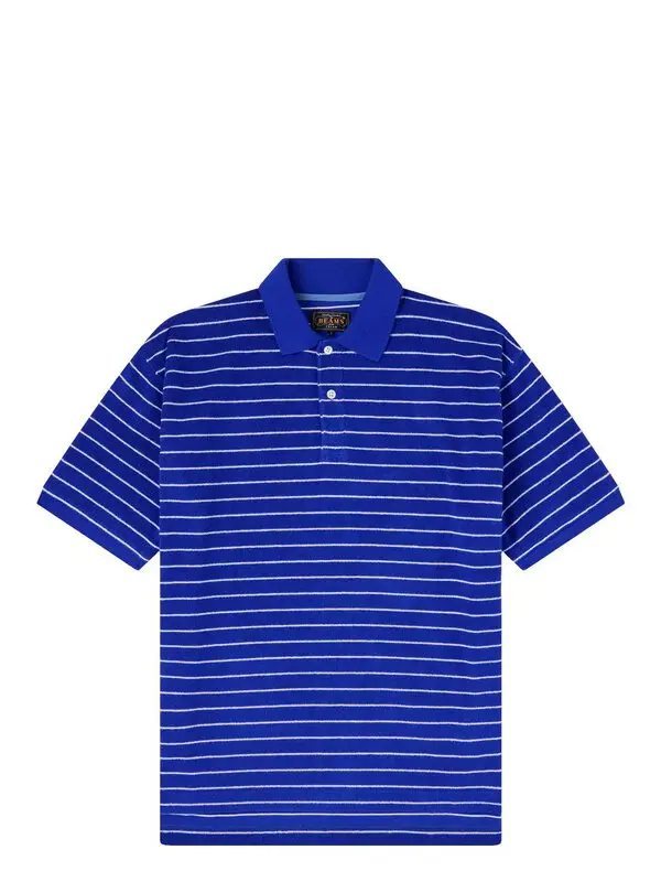 BEAMS Striped Cotton-blend Terry Polo Shirt - Blue