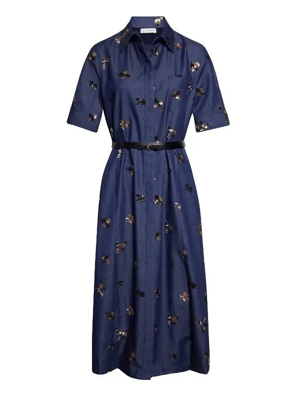 Altuzarra Kieran Embellished Denim Shirtdress - 000479 Midnight