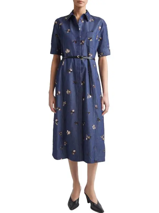 Altuzarra Kieran Embellished Denim Shirtdress - 000479 Midnight