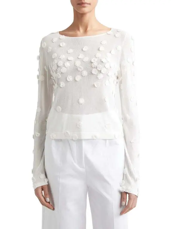 Altuzarra Floral Appliqué Fitted Sweater - 000102 Ivory