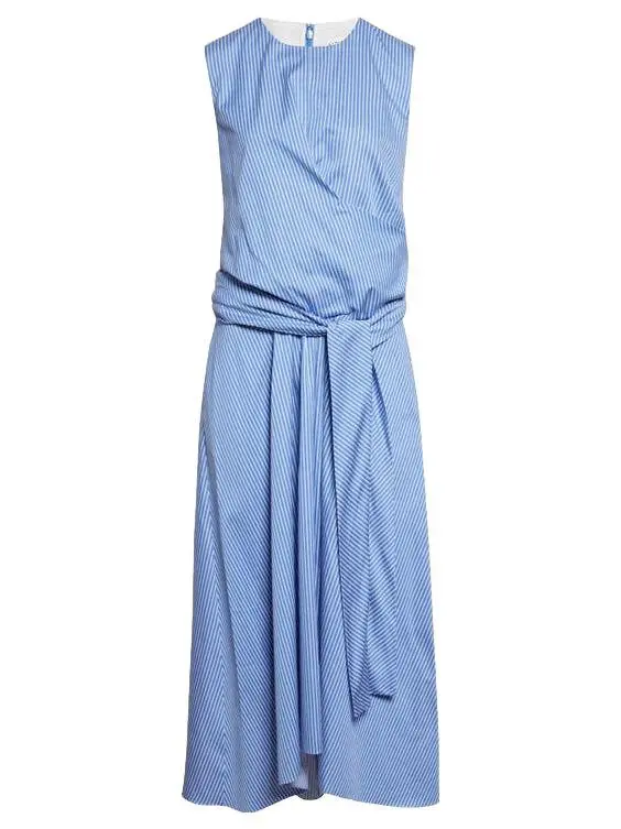 Altuzarra Penny Stripe Draped Silk Dress - 374484 Azure Stripe