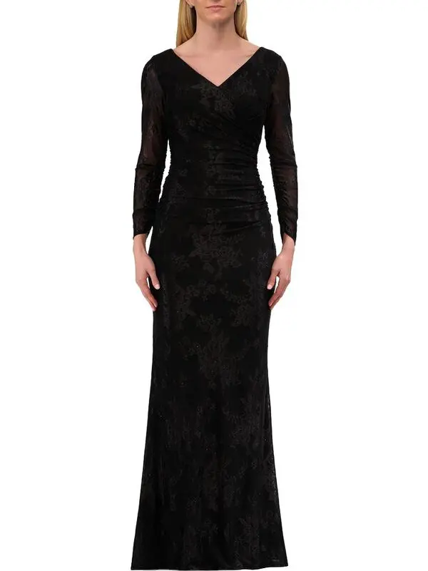 LABOMME Stretch Lace Evening Dress - Black