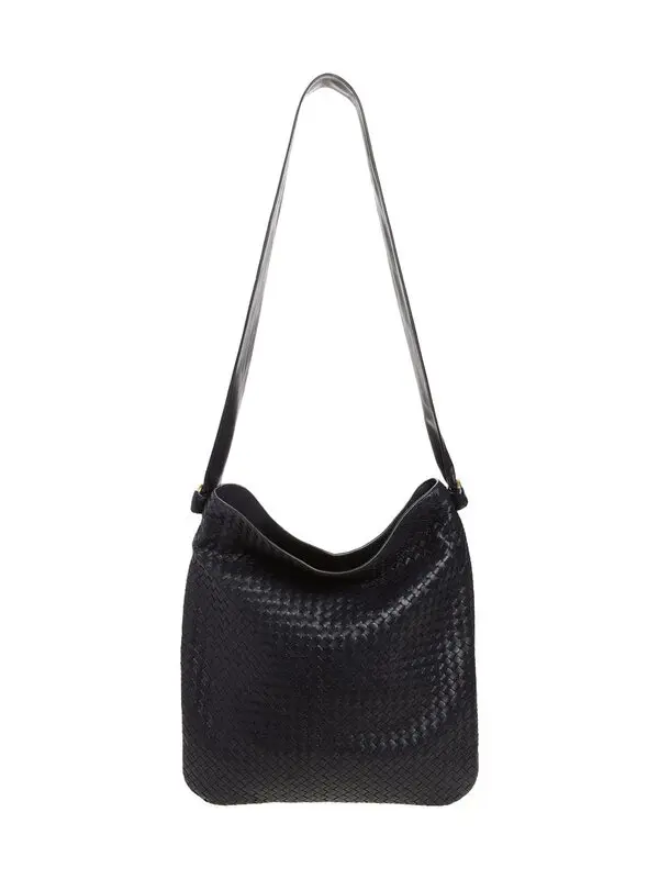 Bottega Veneta Corriere Intrecciato Leather Tote Bag - 4346 Midnight-brass V