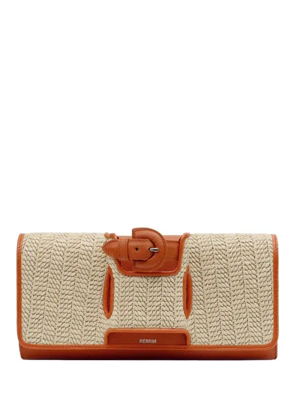 Perrin La Parisienne Raphia Clutch - Raphia Beige/flamme