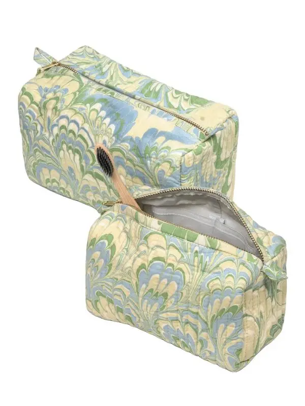 INNER CHILD Hand-marbled Cosmetic Bag Set Of 2 - Natural