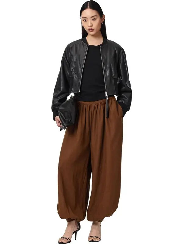 ALLSAINTS Harrie Linen Blend Baggy Fit Trousers - Brown