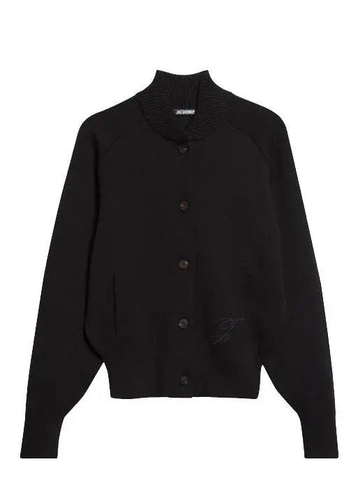 Jacquemus Le Lavande Wool-blend Bomber Cardigan - Black