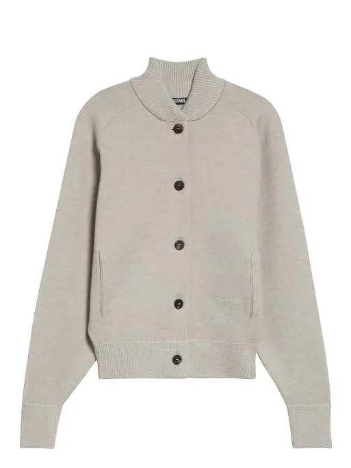Jacquemus Le Lavande Wool-blend Bomber Cardigan - Greige