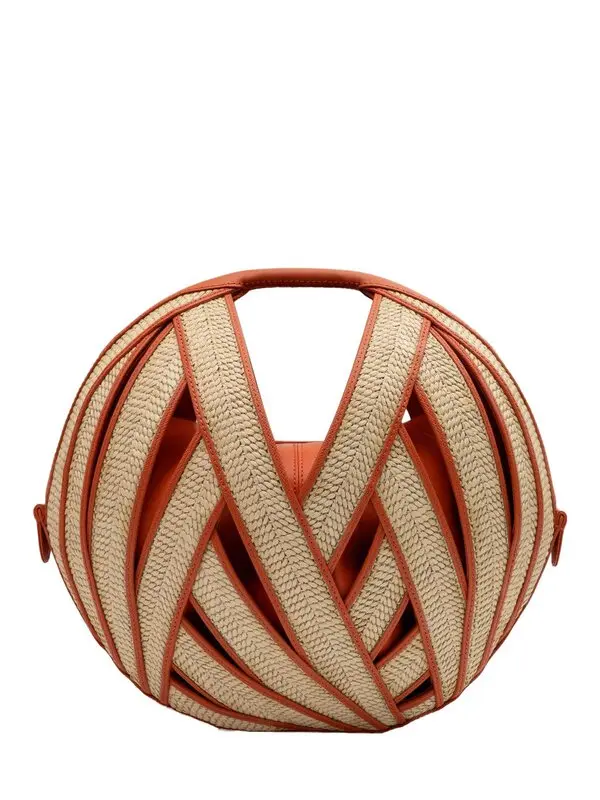 Perrin Le Panier Handbag - Raphia Beige/flamme