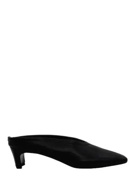 AMIE RAFA Junie Heeled Leather Mule - Black