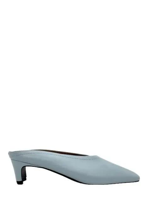 AMIE RAFA Junie Heeled Leather Mule - Light Blue