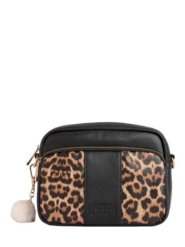 POM POM LONDON Original Plus Crossbody Bag - Black Leopard