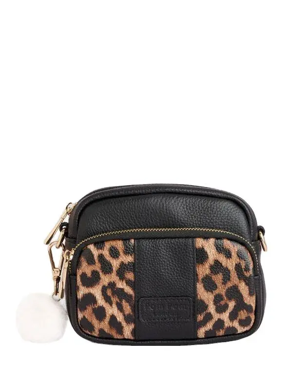 POM POM LONDON Original Mini Cross Body Bag - Black Leopard