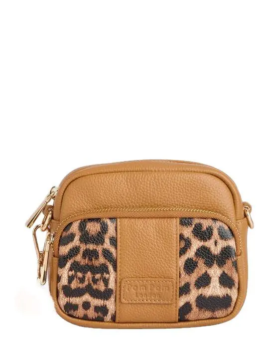 POM POM LONDON Original Mini Cross Body Bag - Maple Leopard