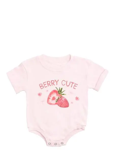 SWEET WINK Strawberry Short Sleeve Romper - Ballet Pink