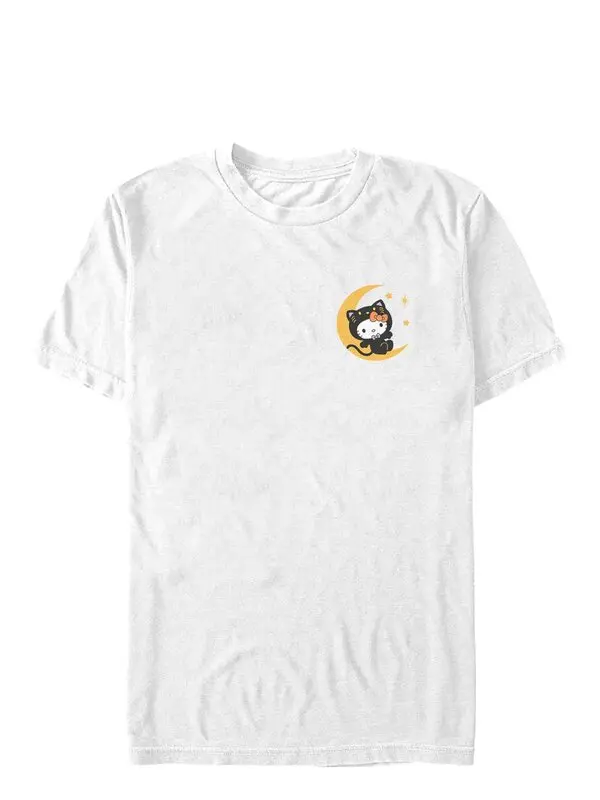 HELLO KITTY Black Cat Costume Party Short Sleeve Graphic T-shirt - White