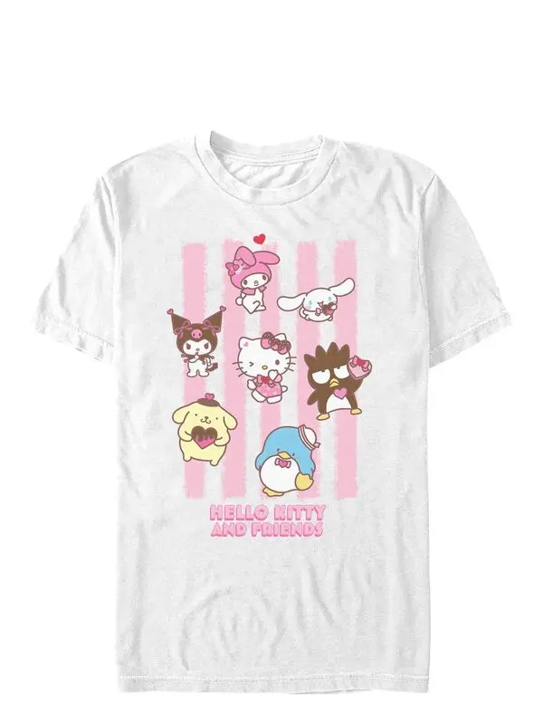 HELLO KITTY Stripes And Friends Graphic T-shirt - White