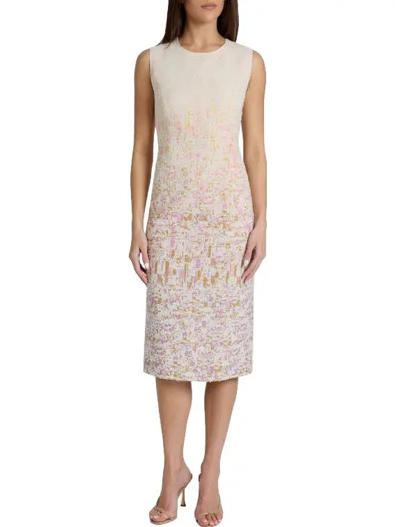 Santorelli Britta Midi Sheath Ombré Jacquard Dress - Pearl