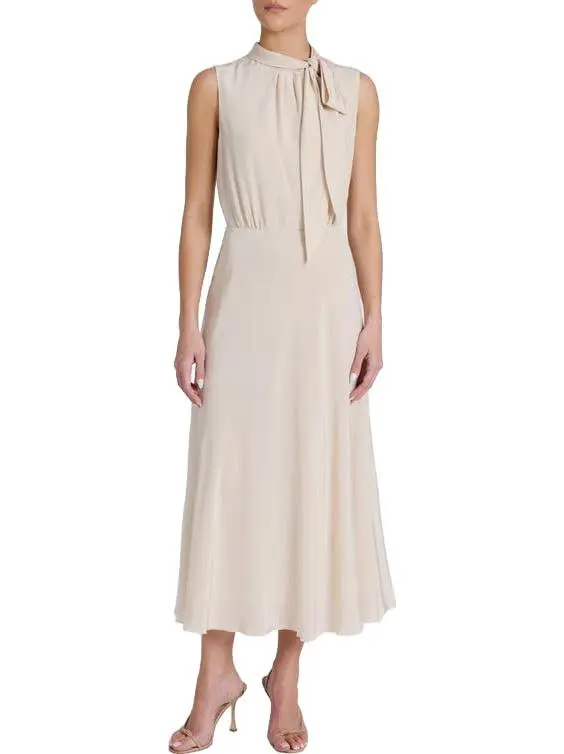 Santorelli Petra Sleeveless Silk Midi Dress - Ivory