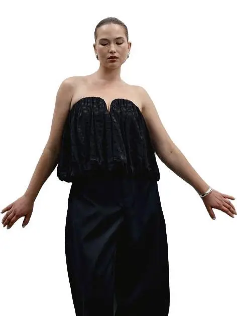 11 HONORE Strapless Bubble Top - Black Beauty