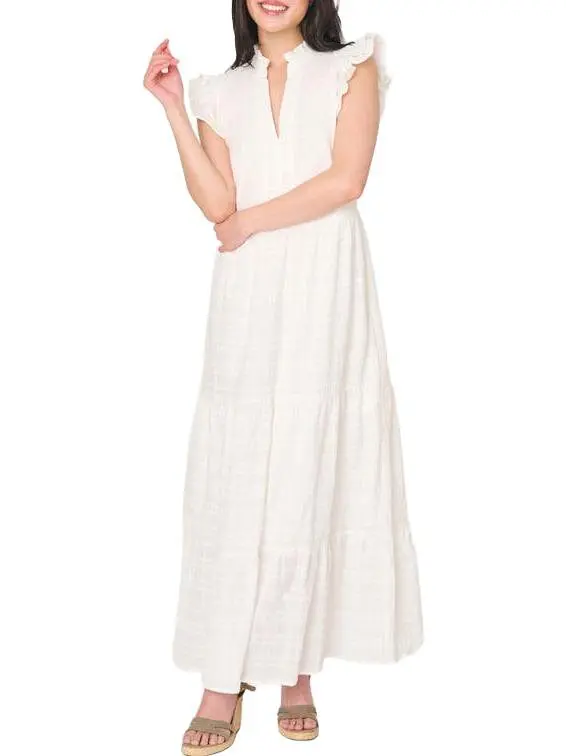 GIBSONLOOK Flutter Sleeve Cotton Maxi Dress - White