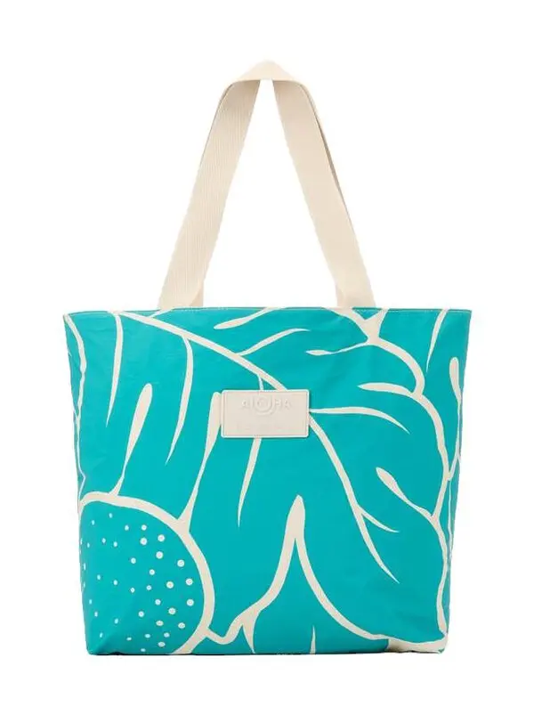 ALOHA COLLECTION Ulu Nui Tote - Dark Teal/sandstone