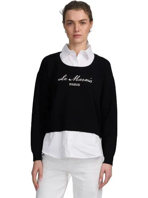 ELLE COLLECTION Le Marais Twofer Sweater - Black Ivory