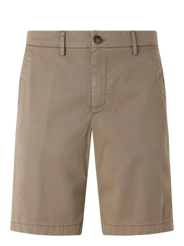 Canali Straight-leg Cotton-blend Gabardine Shorts - Brown