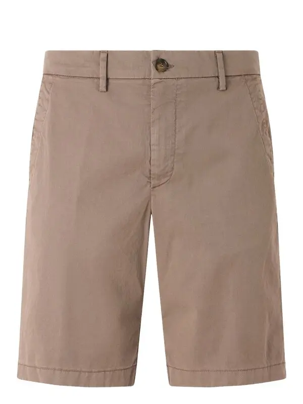 Canali Straight-leg Cotton-blend Gabardine Shorts - Brown