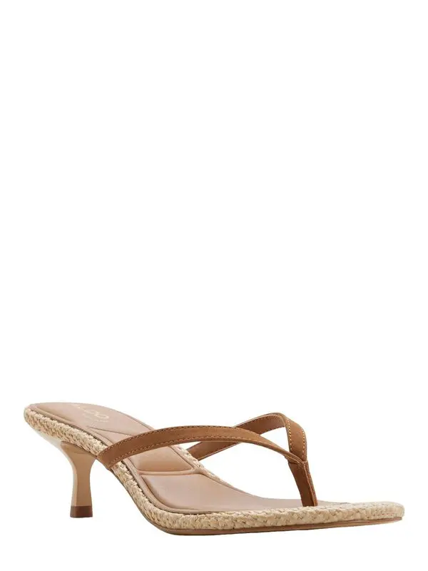 Aldo Heeled Thong Sandals - Medium Brown