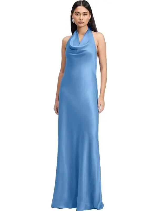 GHOST LONDON Elara Cowl Front Maxi Dress - Chambray Blue
