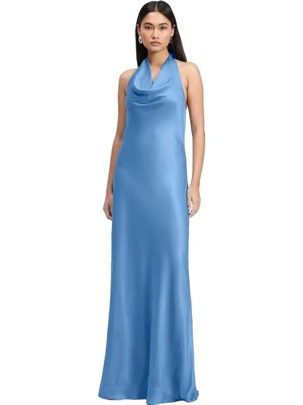 GHOST LONDON Elara Cowl Front Maxi Dress - Chambray Blue