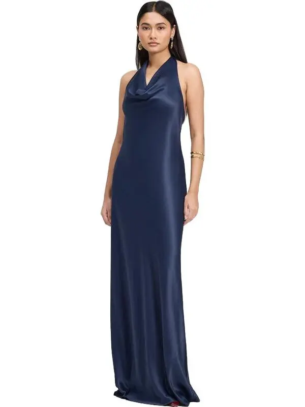GHOST LONDON Elara Cowl Front Maxi Dress - Navy
