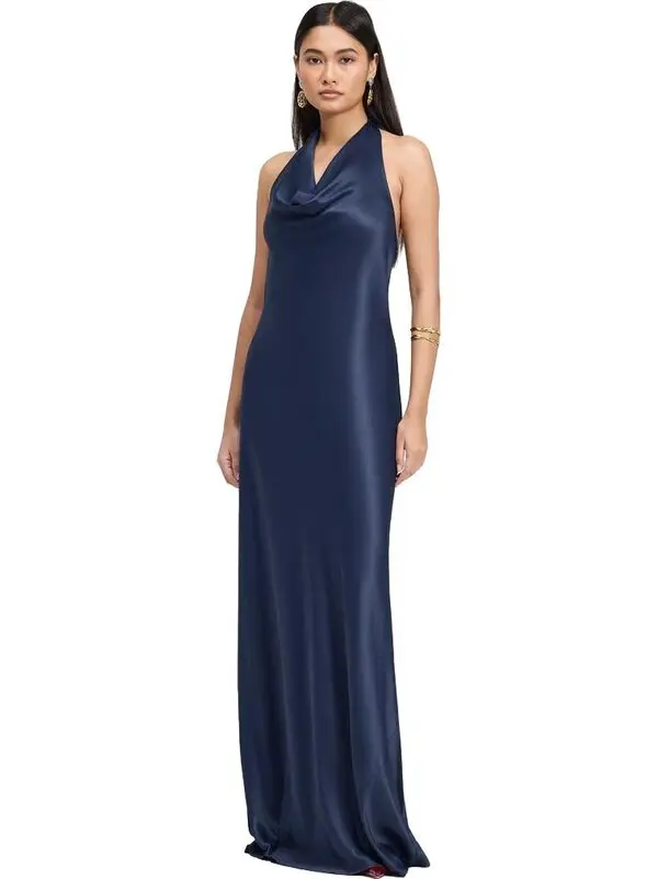 GHOST LONDON Elara Cowl Front Maxi Dress - Navy