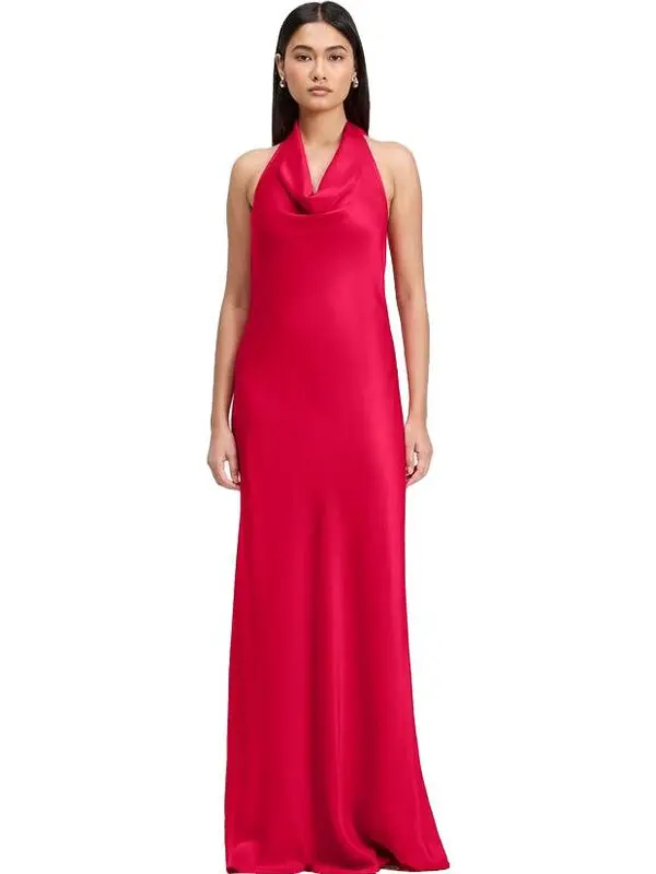 GHOST LONDON Elara Cowl Front Maxi Dress - Raspberry