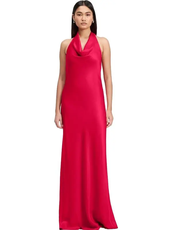 GHOST LONDON Elara Cowl Front Maxi Dress - Raspberry