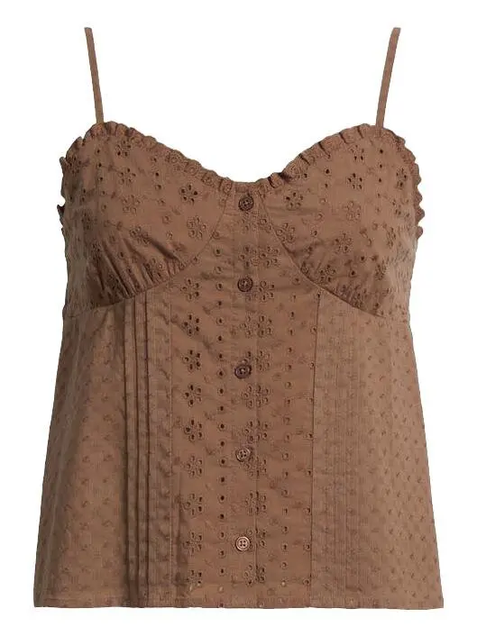 Bp. Eyelet Pintuck Camisole - Brown Quartz