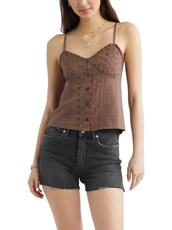 Bp. Eyelet Pintuck Camisole - Brown Quartz