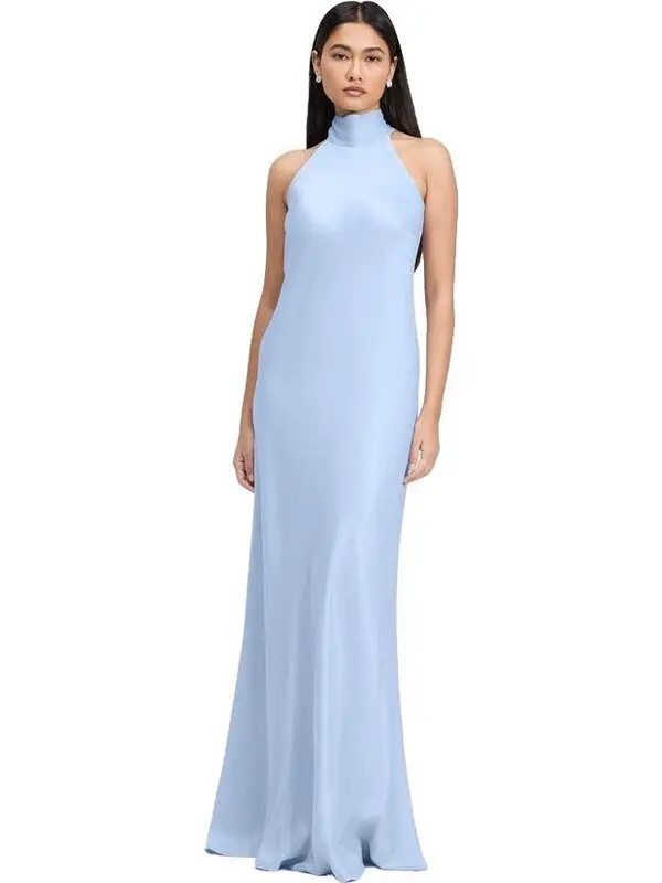 GHOST LONDON Angelica High Neck Maxi Dress - Cornflower Blue