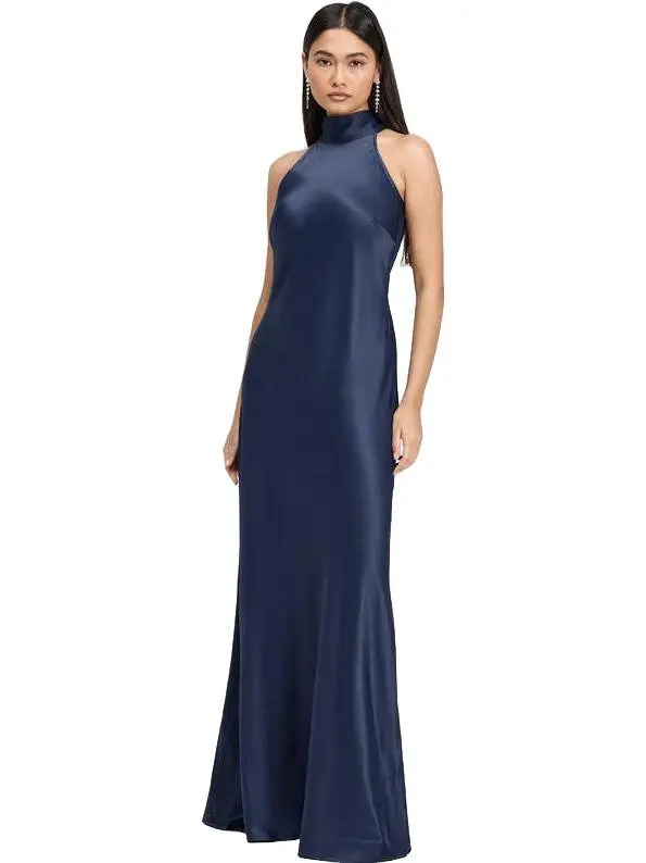 GHOST LONDON Angelica High Neck Maxi Dress - Navy